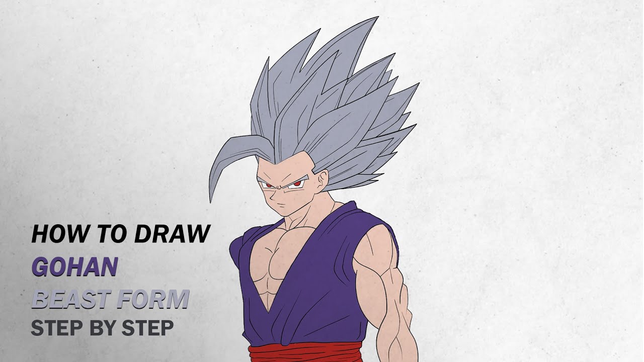 How to draw Gohan Beast Form step by step | Easy Drawing for Beginners ...