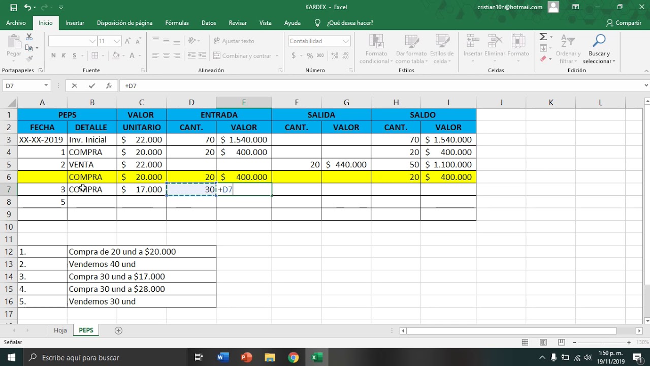 PEPS (Primeras en entrar primeras en salir) - Kardex - YouTube