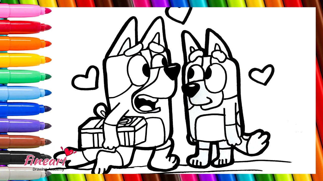 How to Draw Colour and Painting Bluey's Surprise gift for Bingo 🐶🐕 ...