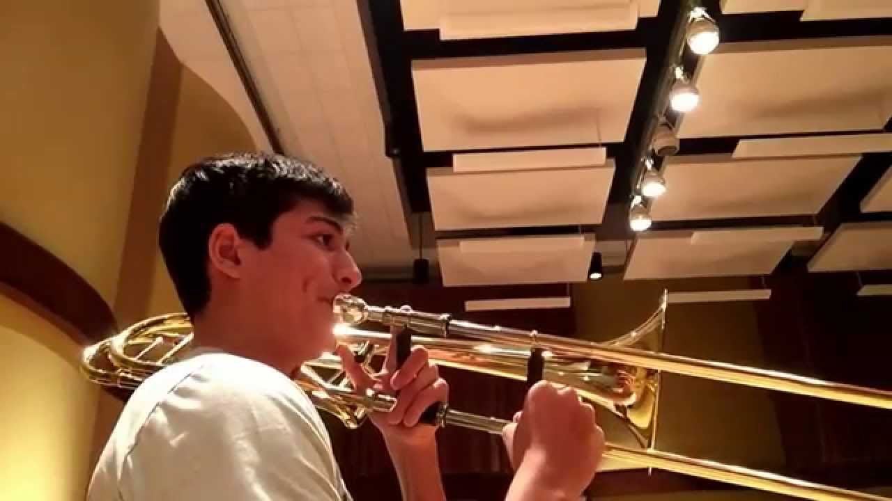 G sharp harmonic minor scale on trombone - YouTube