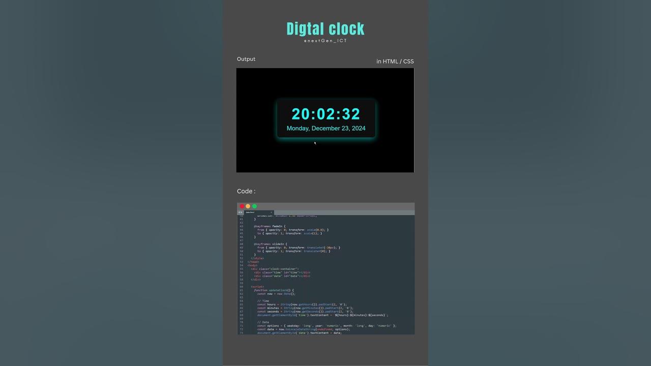 How to develop digital clock using html ,css and Java script...? # ...