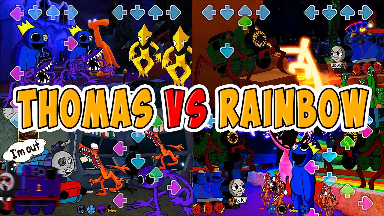 ALL 1-4 EPISODES - Thomas Railway VS Rainbow Friends - Friday Night ...
