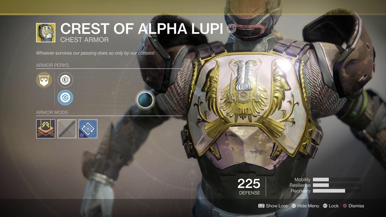 Destiny 2 - Tower: Crest of Alpha Lupi (Exotic Chest Armor) + Void Paragon Modification Gameplay ...