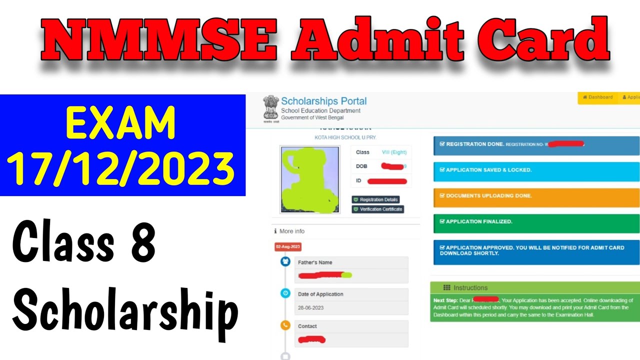 NMMSE Scholarship Exam Admit Card •| class 8 scholarship admit card ...