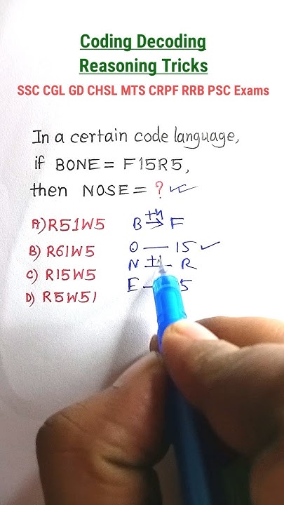 Coding Decoding Coding Decoding Reasoning Tricks Reasoning For Ssc Gd Chsl Mts Wbpsc Youtube