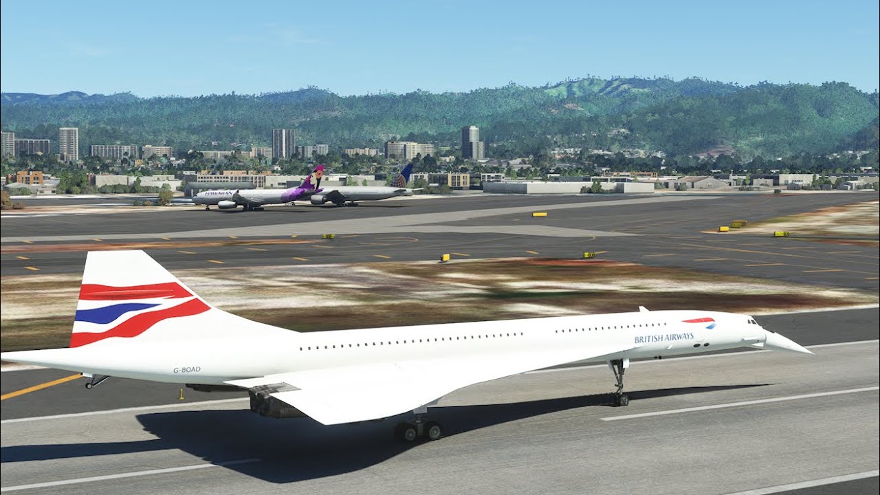 BAC Concorde, British Airways, arrival in Honolulu, Hawaii MSFS 2020 ...