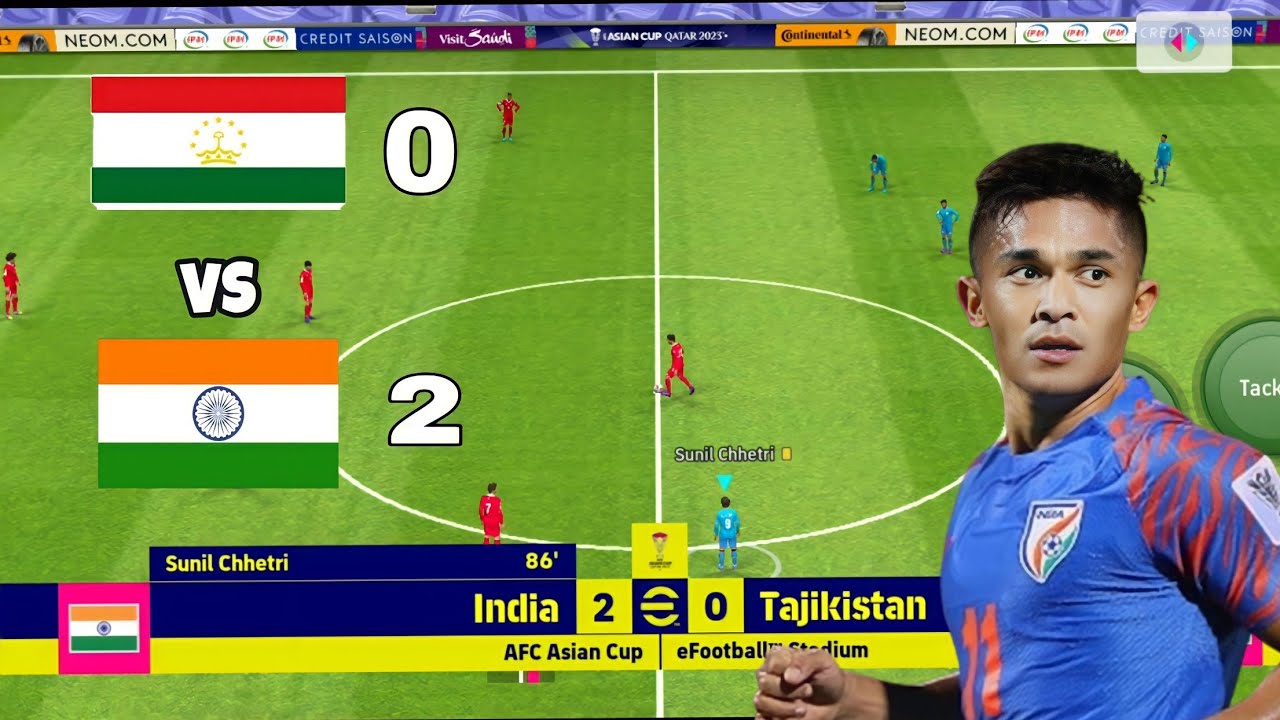 India (2) 🆚 Tajikistan (0) || AFC Asian Cub 2024 || efootball 2024 ...