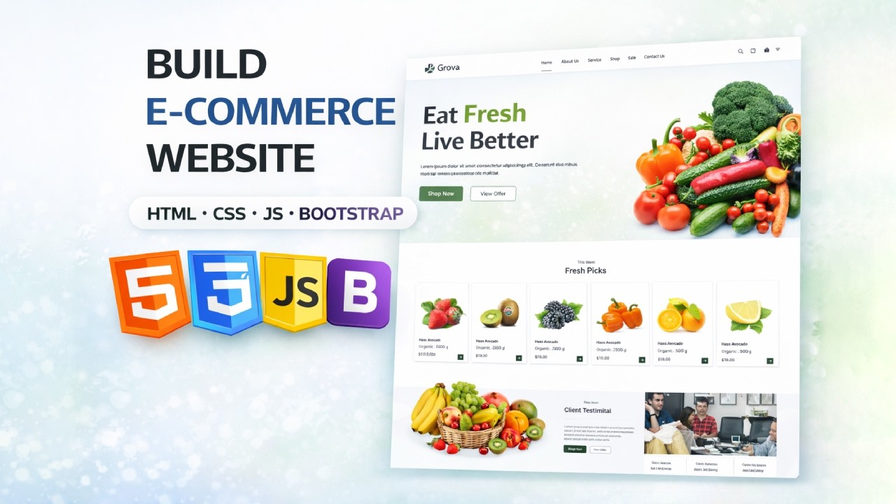 Build E-Commerce Website Using HTML CSS JS & Bootstrap | Full Tutorial ...
