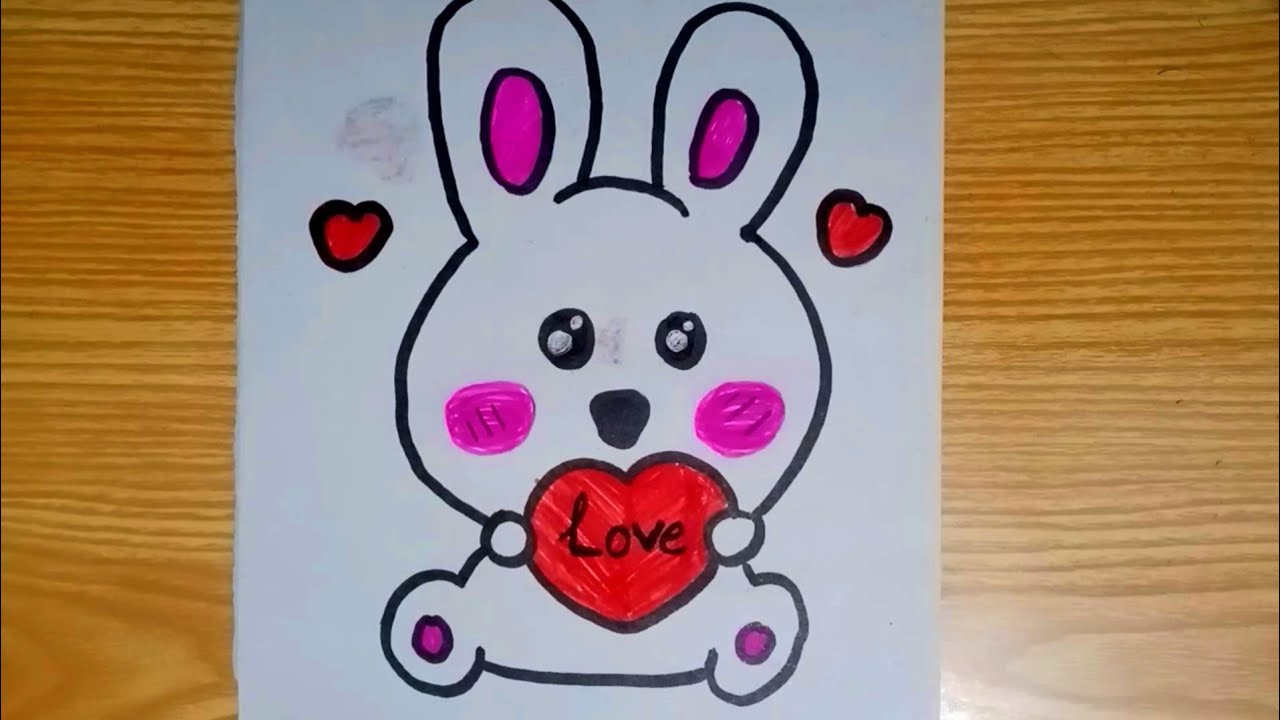 How to draw Cute Love Bunny - YouTube