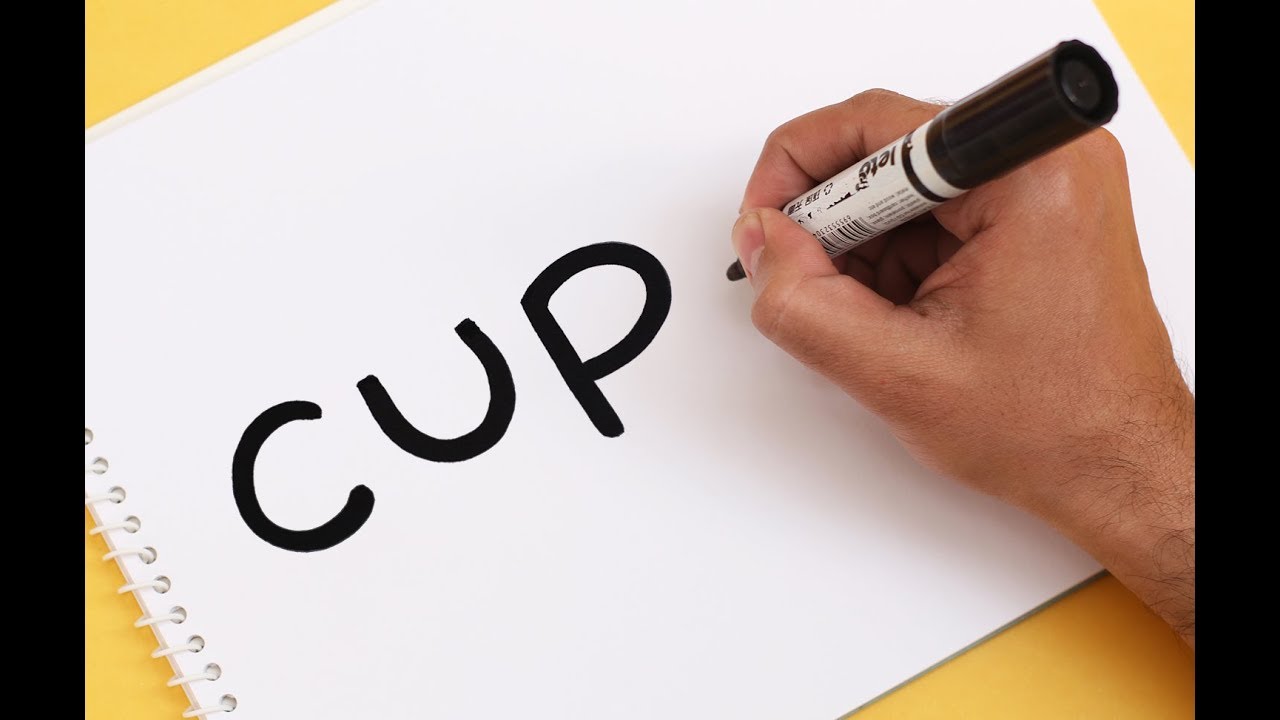 How to turn word CUP into a Cartoon COFFEE CUP ! Text To Picture art ...