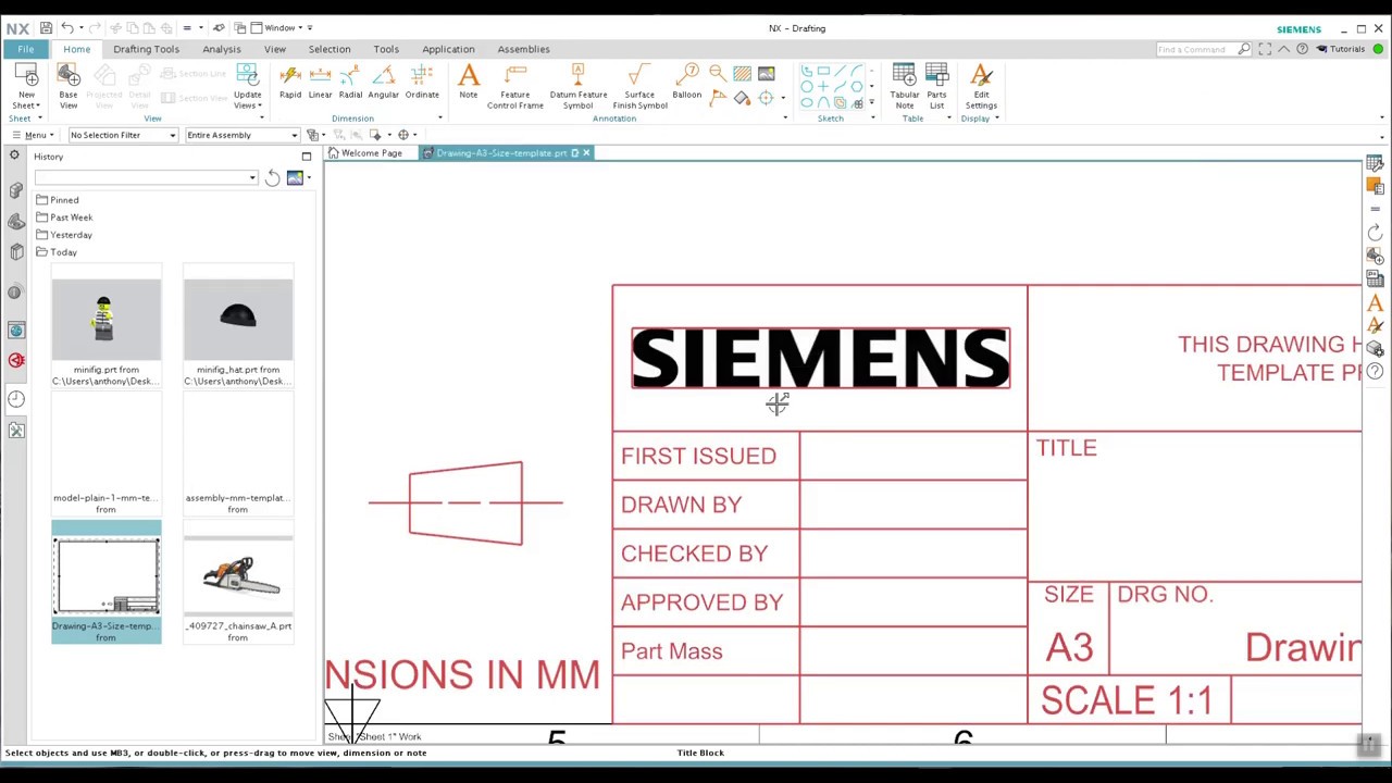 Nx Drawing Using Attributes Youtube 0690