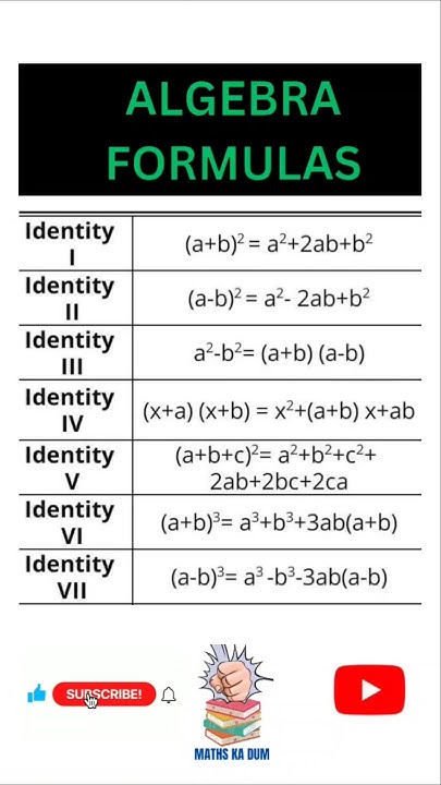 Algebra identities #8thmath #9th_class_math #10thmaths #shorts # ...