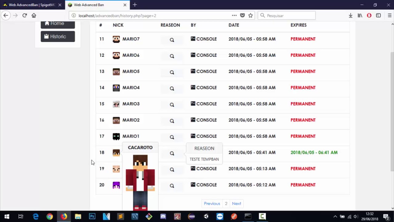 Web AdvancedBan 1.2.2 - Simple Banned List and History List using ...