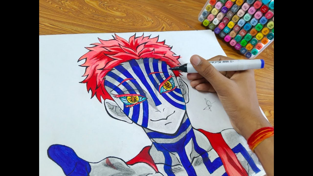 How to draw Akaza easy way😎|from Demonslayer|🥷🔥step by step tutorial ...