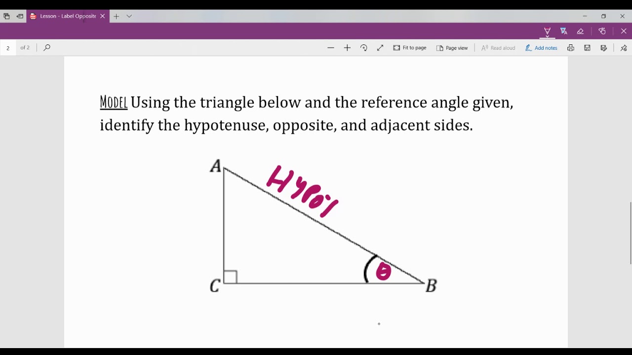Model - Identify sides: opposite, adjacent, and hypotenuse - YouTube