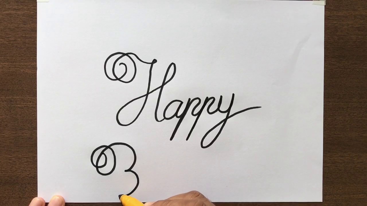 Write “Happy Birthday” in Cursive Fonts - YouTube