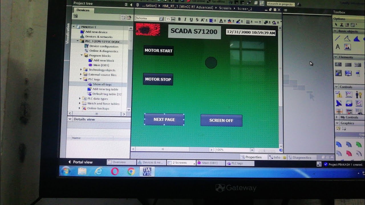 S7 1200 PLC SCADA design, HMI ktp 1200 basic panel full video with ...