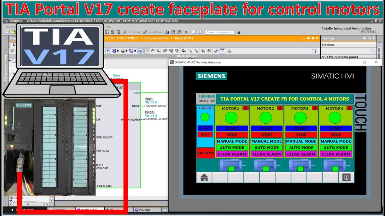 Tia Portal V17 Create Program And Faceplates To Control The Motors Automatic Mode And Manual
