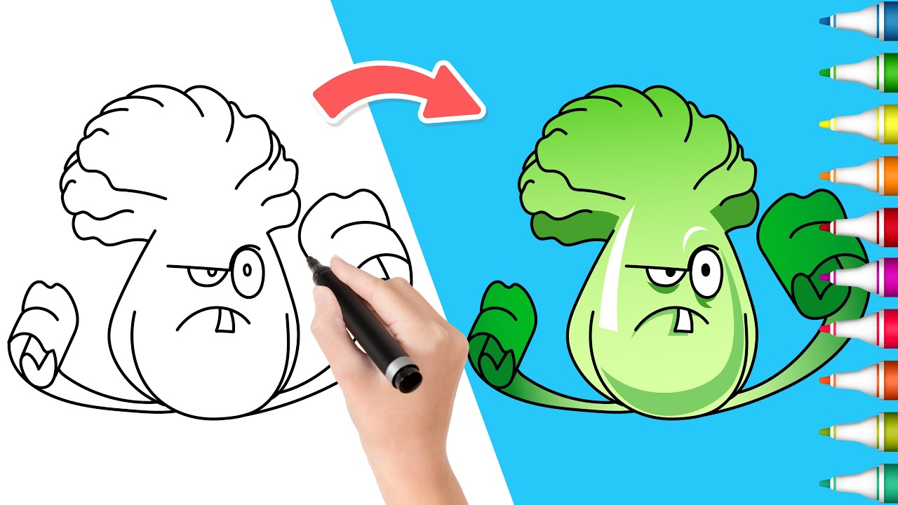 Cómo dibujar a Bonk Choi 🥊💚 | How to Draw Bonk Choi (PVZ2) - YouTube