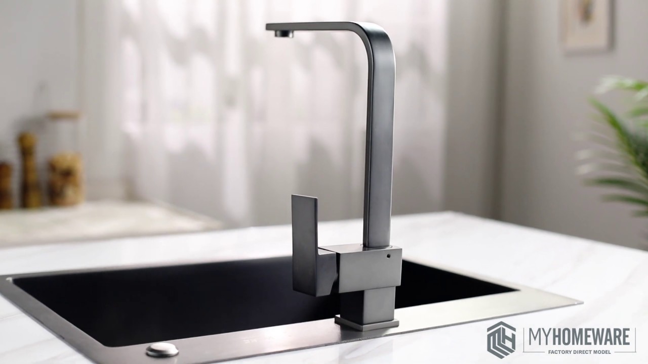 Quadra Gunmetal Grey 360° Swivel Kitchen Sink Mixer Tap Solid Brass ...