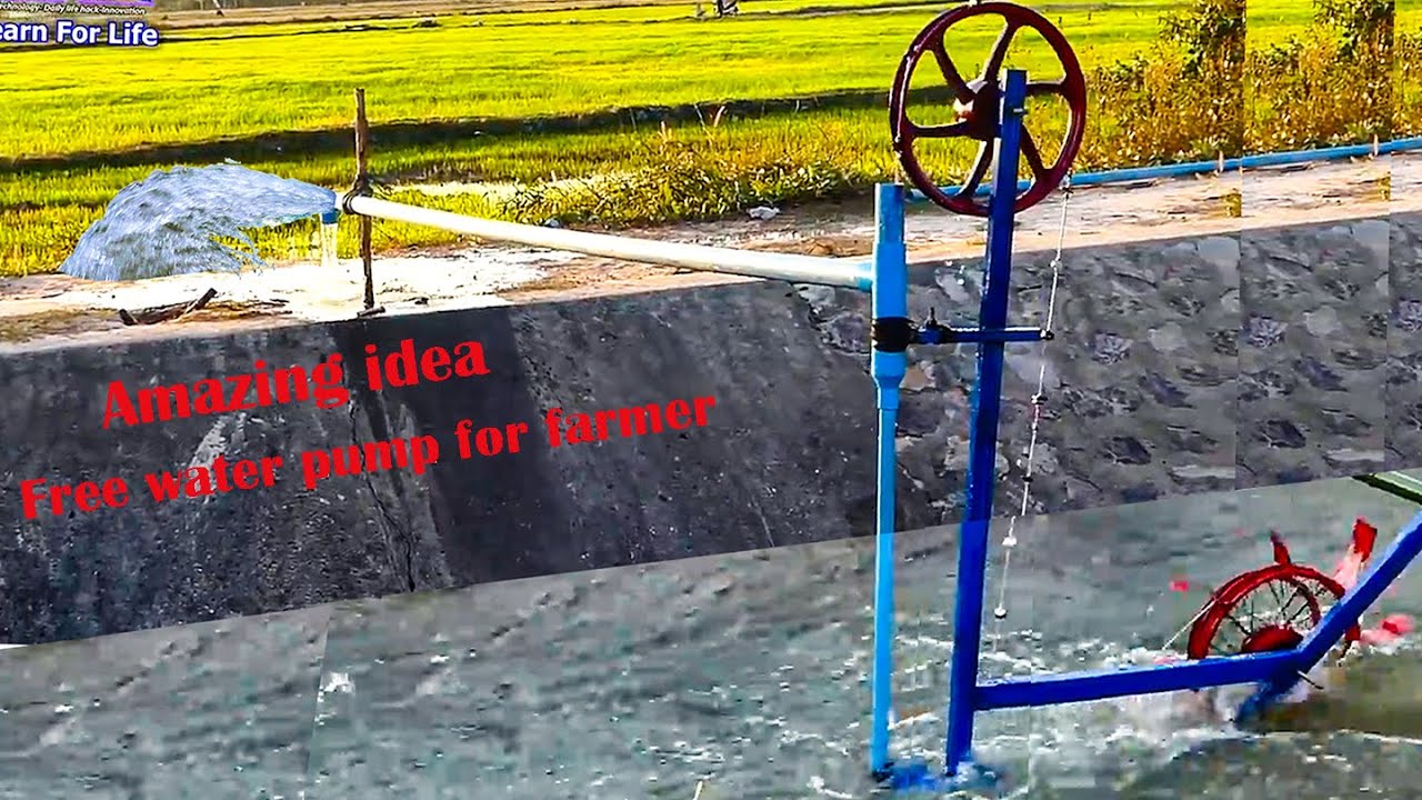 Amazing Water wheel pump from the river | Strong water pump without ...