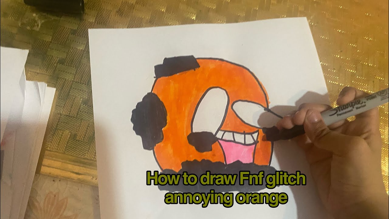 How to draw Fnf glitch annoying orange mod - YouTube