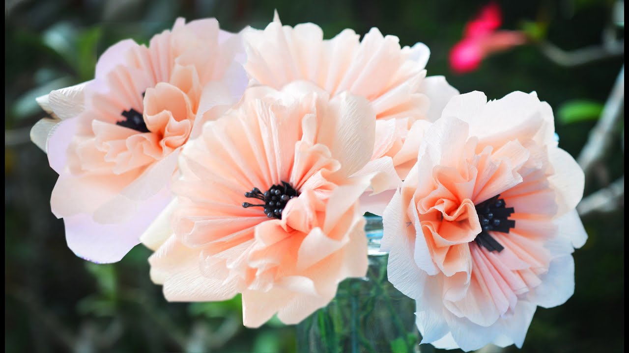 Tissue paper flowers peony - YouTube