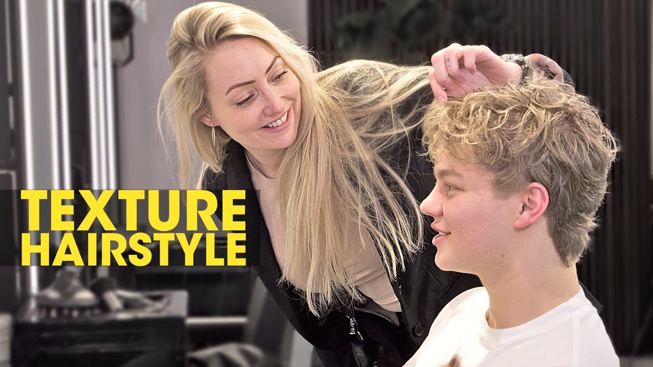 Natural texture with a curly finish mens hairstyle and haircut - YouTube