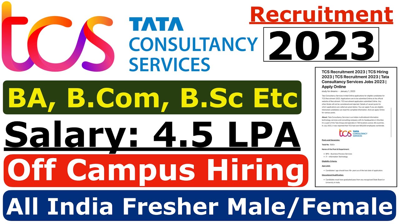TCS Recruitment 2023 | TCS hiring Freshers | Latest Hiring | TCS JOBS ...