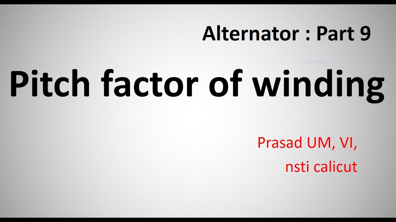 Alternator 9 Pitch factor of Alternator winding - YouTube