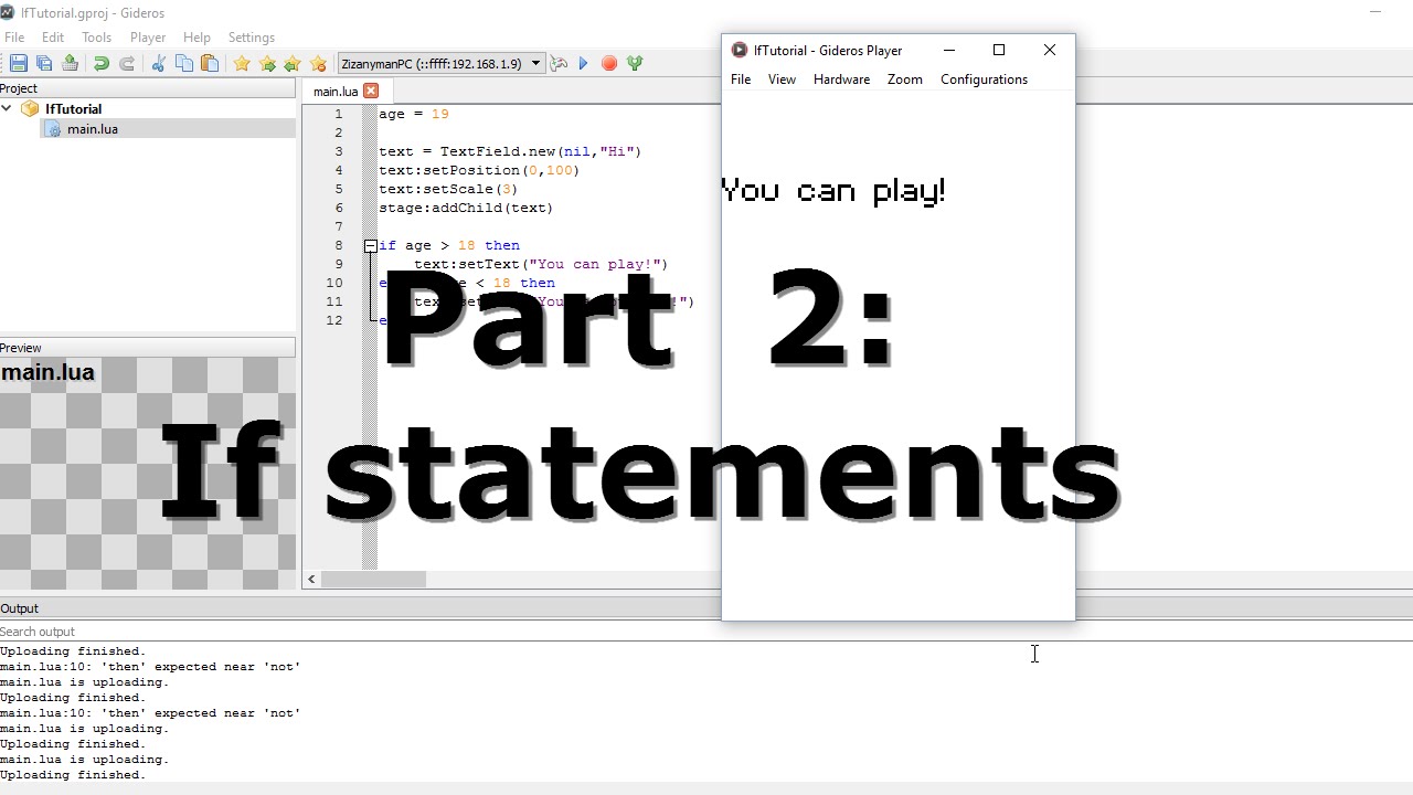 Gideros Tutorial 2: If Statements and More! - YouTube
