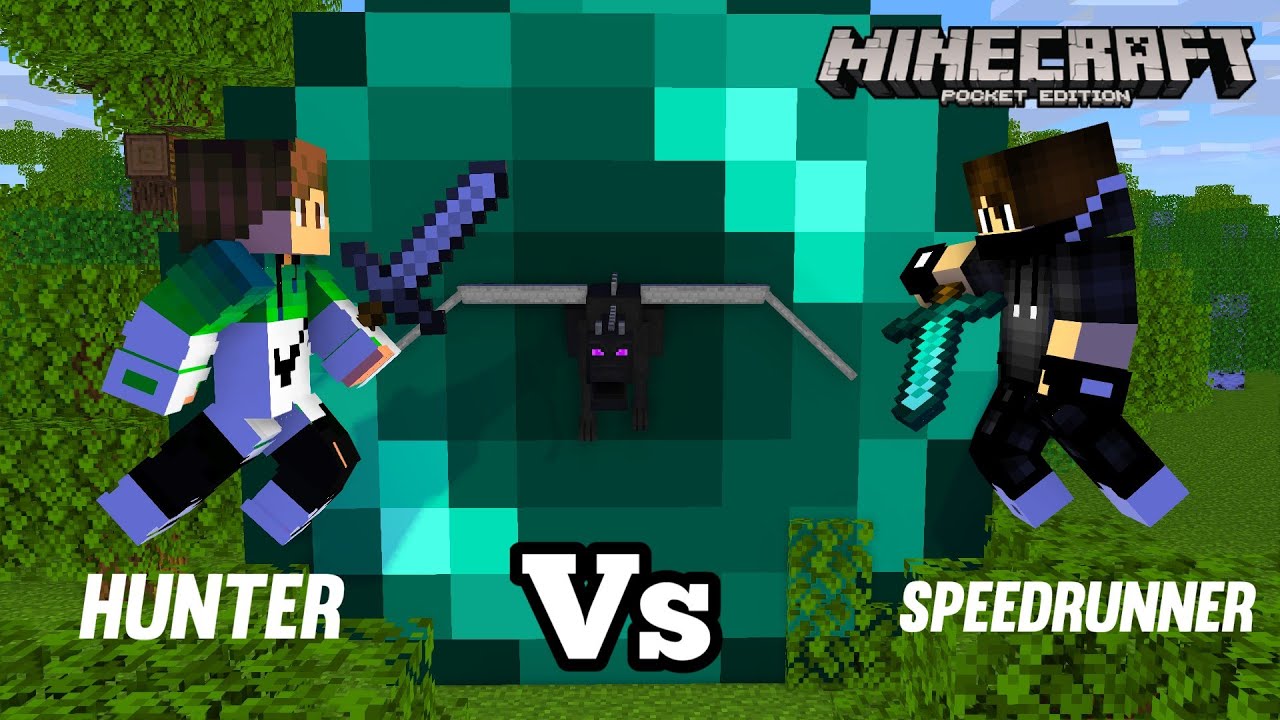 Speedrunner Vs Hunter | Minecraft Pocket Edition Manhunt | Manhunt PE Epic Insane Battle Finale ...