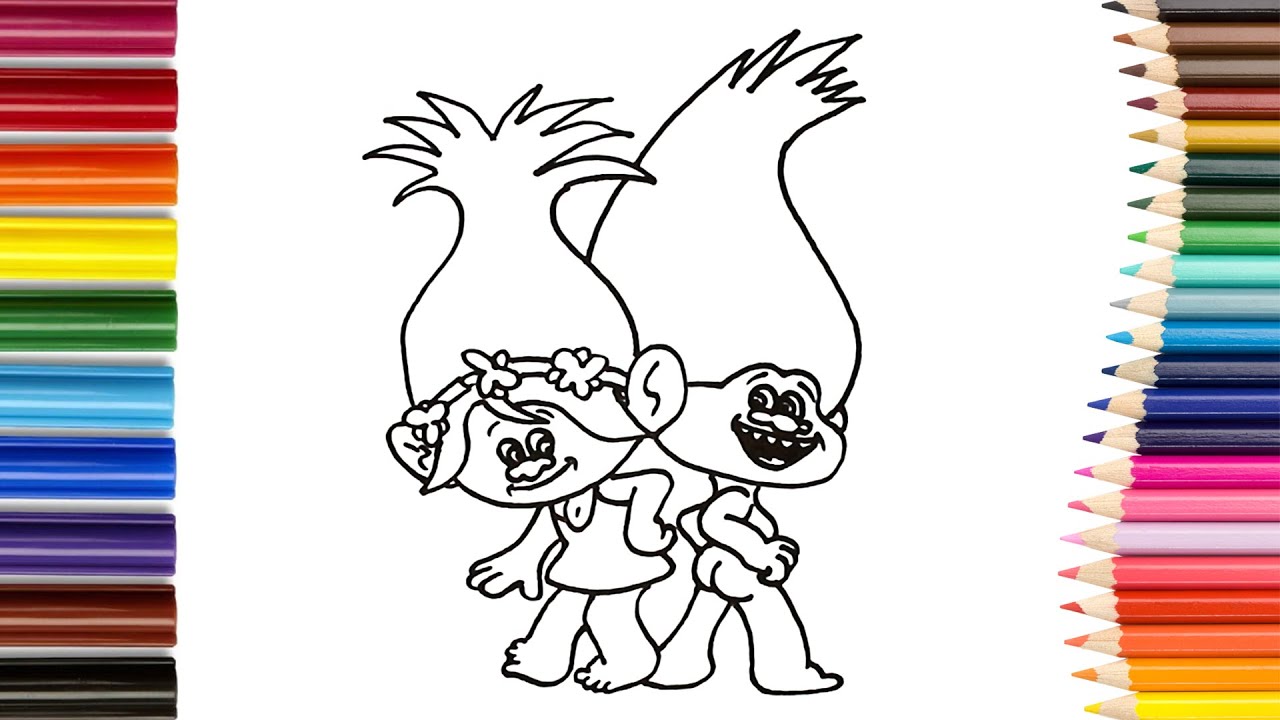 🌈🌺 HOW TO DRAW TROLLS EASY 💗💎 DRAW POPPY AND GUY DIAMOND 🖌️🎨 TROLLS ...
