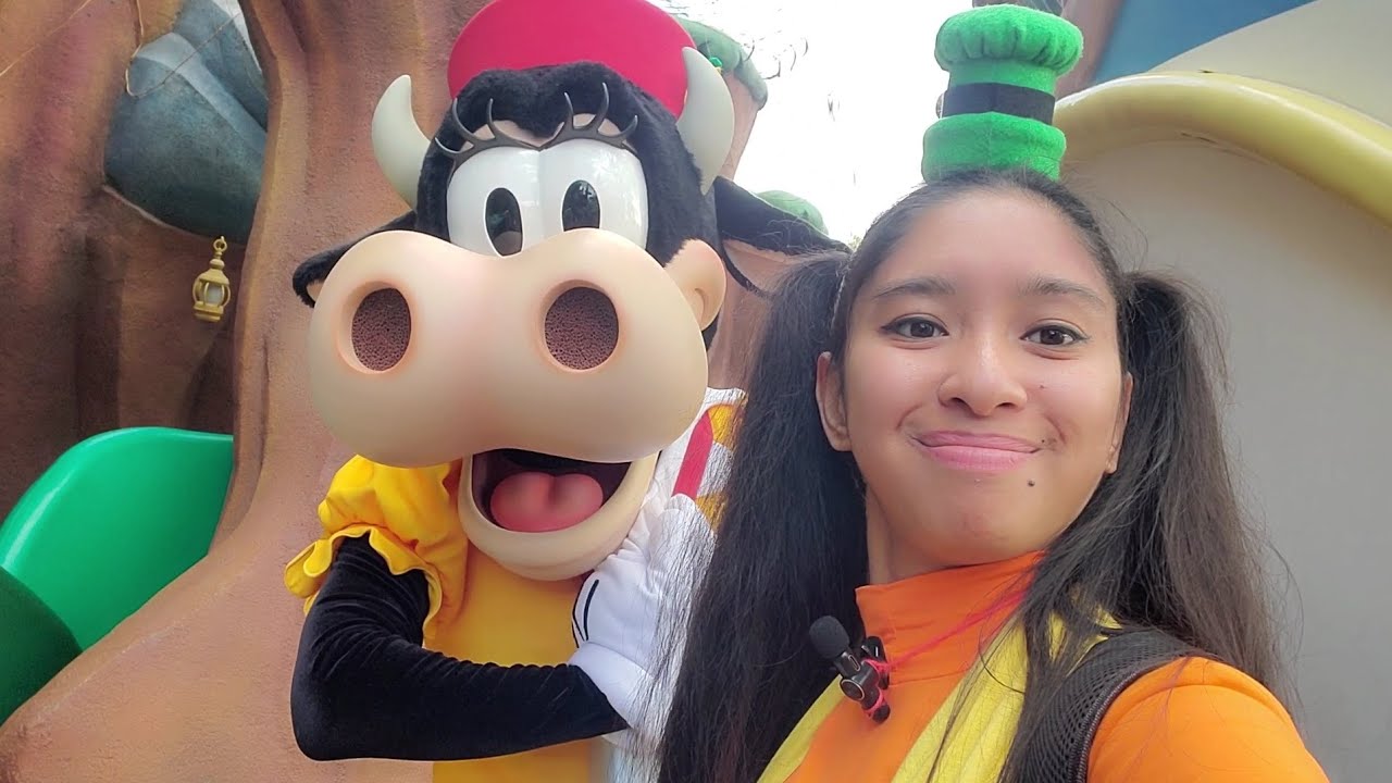 I as Goofina take a selfie of me with Clarabelle Cow in ToonTown 2024 ...