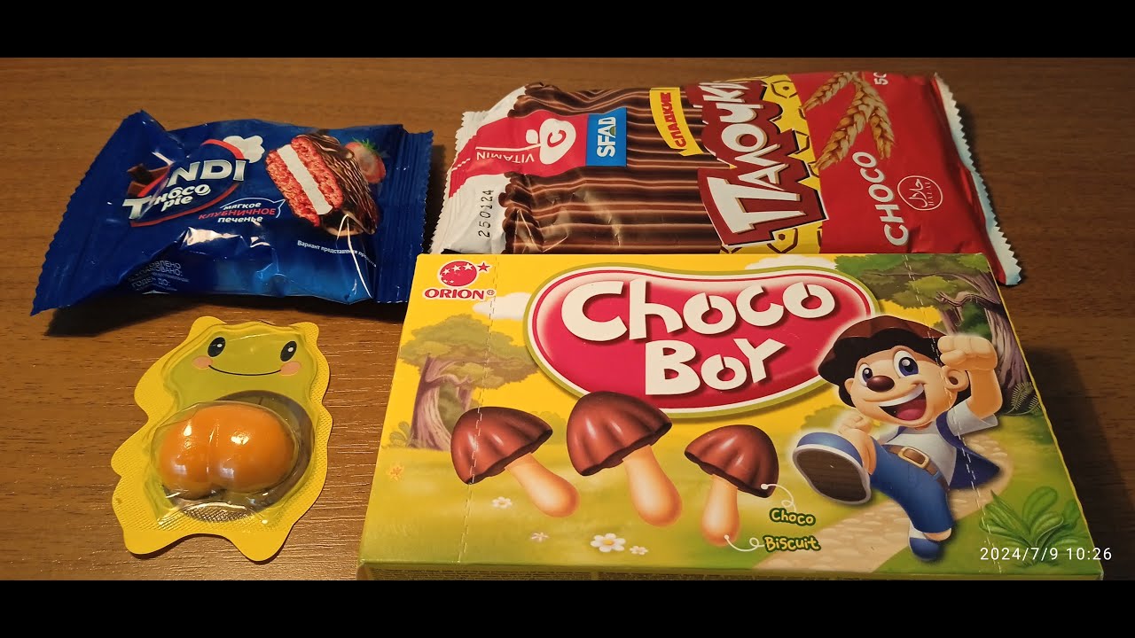 ASMR Unpacking sweets:candy Gummy, Tondi Choco cookies, sweet sticks ...