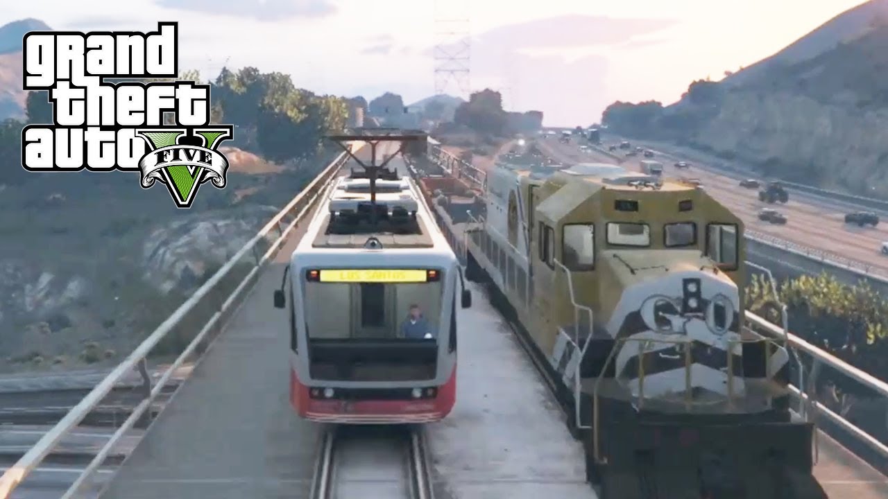 GTA V Tram Driving on Train Track - YouTube