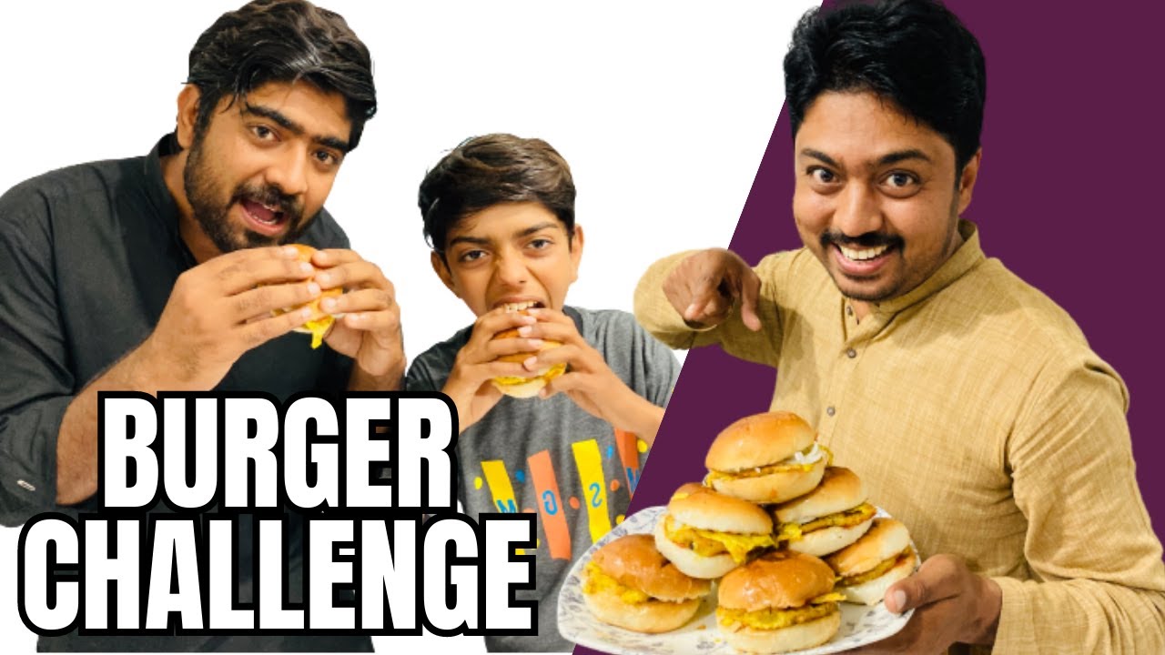 Chicken Burger Eating Challenge | Bottle Flip Challenge | Burger Eating ...