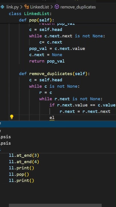 Linked List Remove Duplicates Shorts Python Vscode Linkedlist Programming Coding Youtube