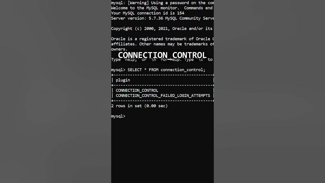 Plugins Helping MySQL Secure Installation: CONNECTION_CONTROL - YouTube