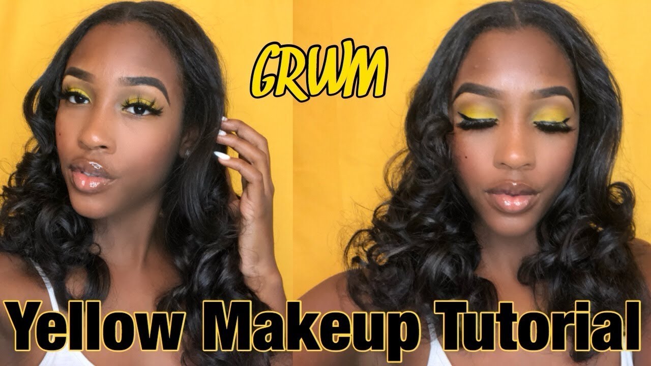 GRWM . Yellow Makeup Tutorial For Dark skin & Brown skin - YouTube