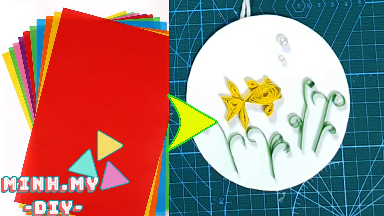 Cute greeting card template with colored paper | MINH MY -DIY- - YouTube