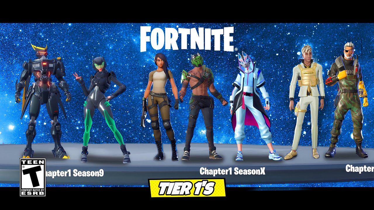 ALL TIER 1 skins! Chapter 1 to Chapter 4 season 4! - YouTube