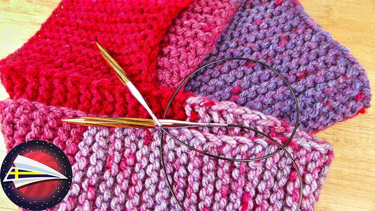 Sticka: Långhalsduk i enkel rätstickning | Stickning nybörjare - YouTube