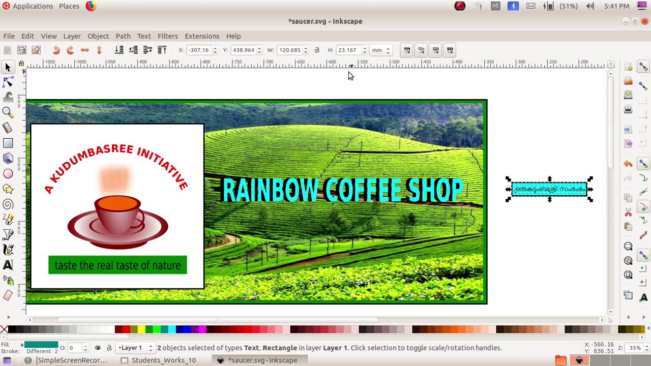 10 IT Tutorial | Cup saucer Making | Inkscape | malayalam /10th std IT ...