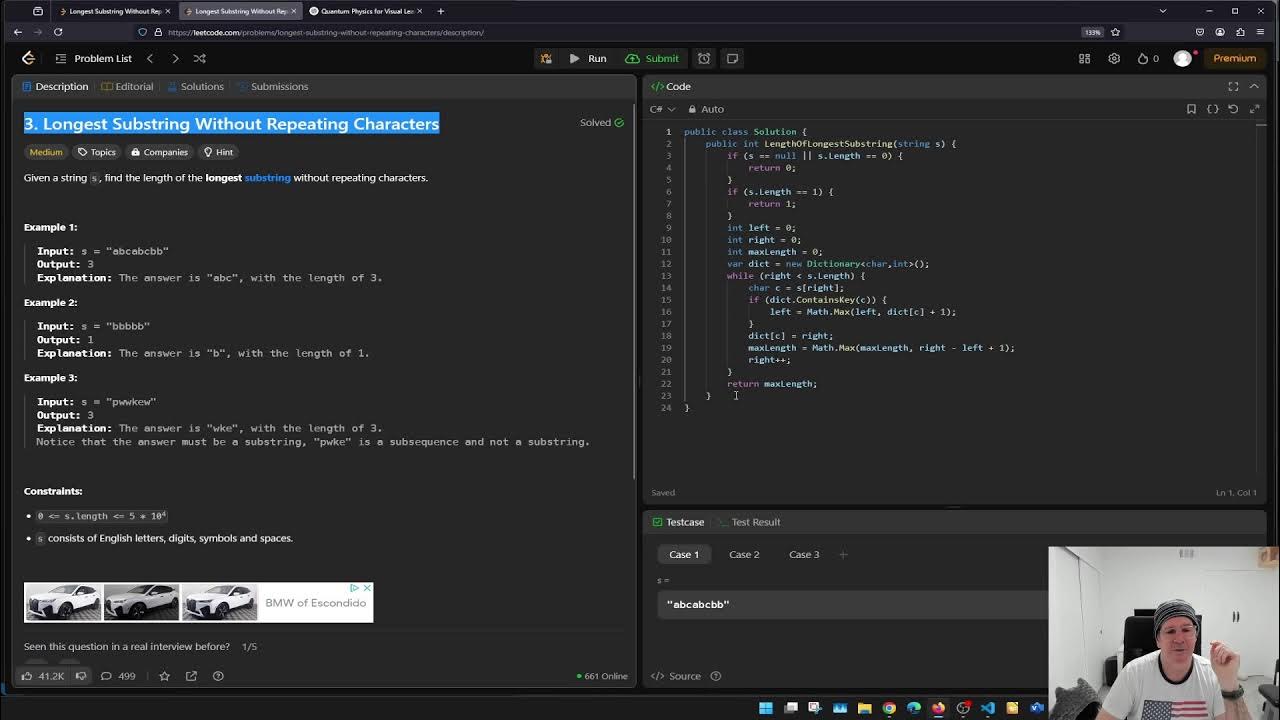 Aula 242: Leetcode 3. Longest Substring Without Repeating Characters (with Sliding Window ...