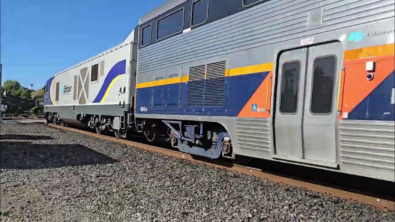 Amtrak Capitol Corridor #733 at Bayfront Park with CDTX #2123 SC-44 and #8302 Cab Car - YouTube