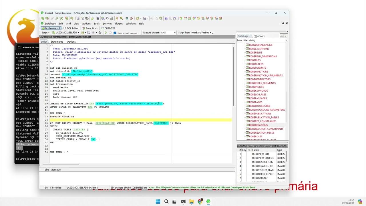 Firebird Script: Tabelas (tables) - YouTube