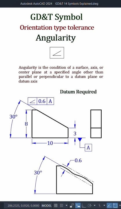 GD&T Symbol | 7_Angularity | Orientation tolerance | AutoCAD #autocad # ...
