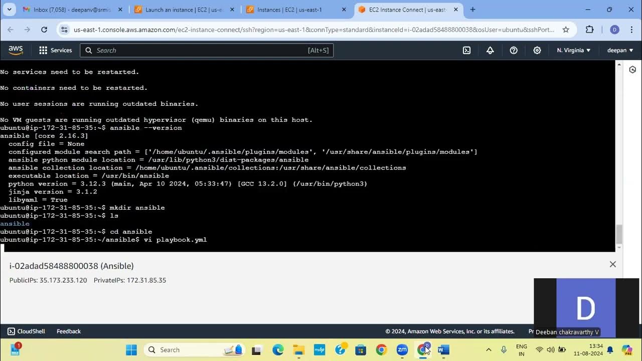 Experiment 10: Installation of ansible and creating a ansible playbook to deploy a webserver ...
