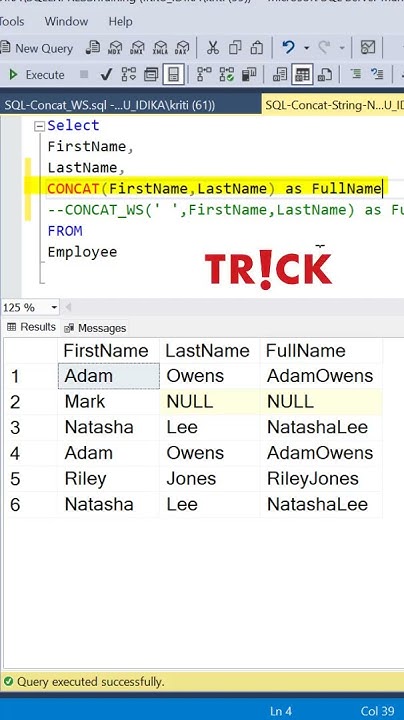SQL Tricks | Most Useful Function To Concatenate Strings | CONCAT_WS | #summeronshorts - YouTube